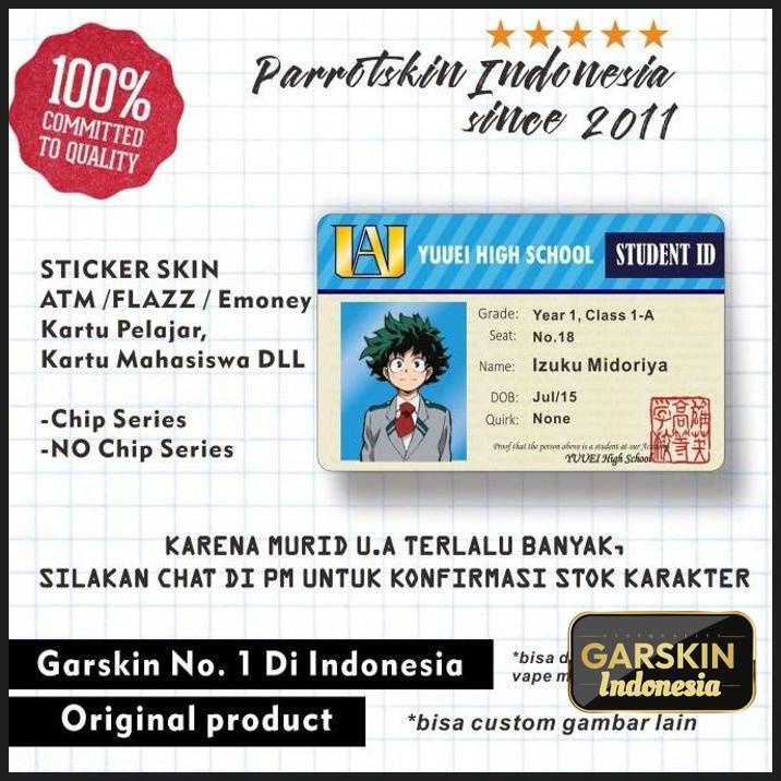 Sticker Skin Card ATM Debit Credit Emoney Flazz My Hero Academia ID ...
