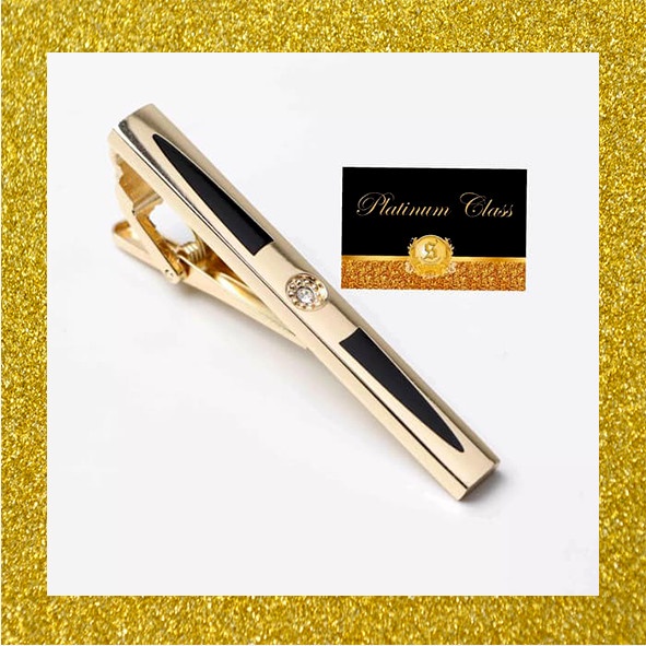 Latest Thick Luxurious Platinum Class Imported Gold Black Tie Clip ...