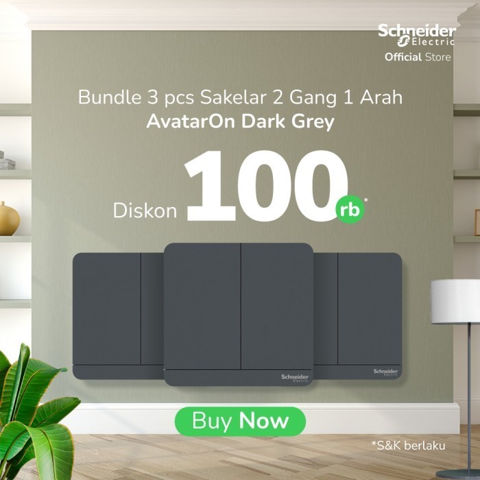 New Bundle Schneider Electric Avataron Switch Dark Gray - 2G 1A (3Pcs ...