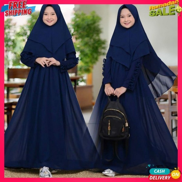 Girls' Gamis Clothes Gamiss Anakk Idul Fitri 2024 Kids Dresses Latest ...