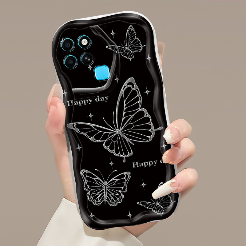 HP Infinix Smart 6 Case Happy Butterfly Pattern Simple Double Phone ...