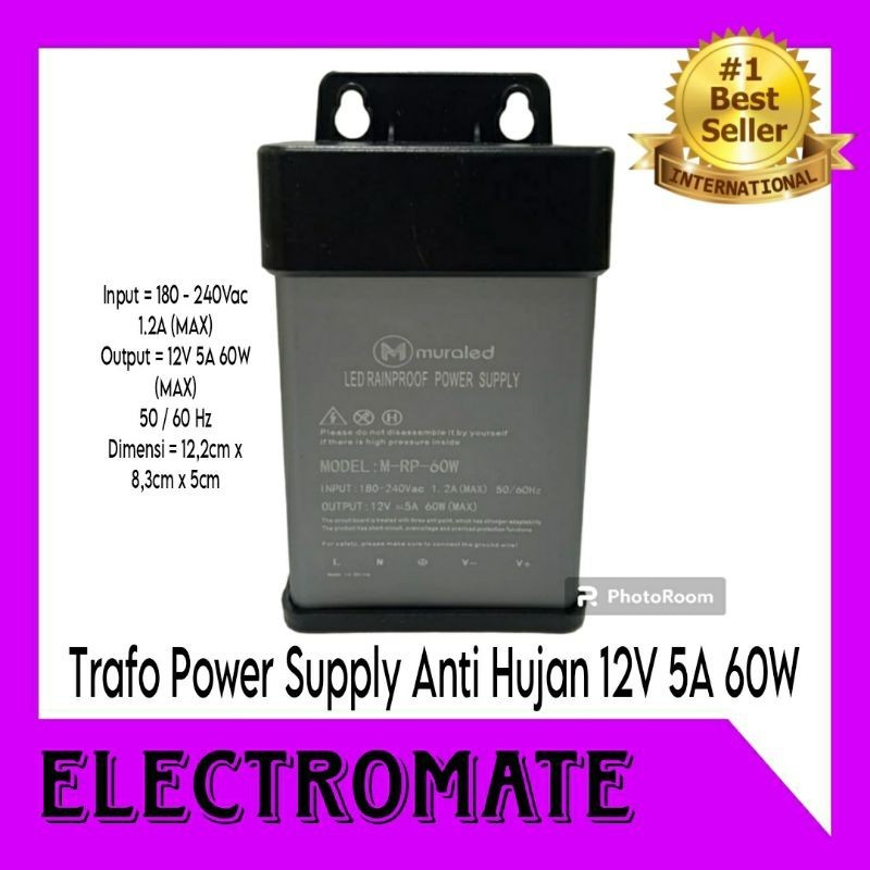 Anti Rain Power Supply Transformer/12V 5A 60W 100% ORIGINAL | Shopee ...