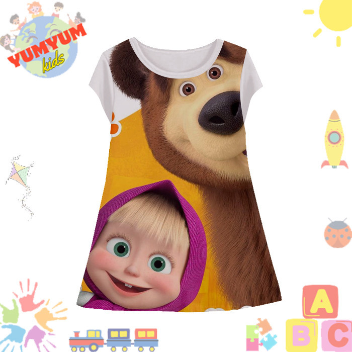 Marsha & The Bears Girls' Dress v7 Women's Tunic Animated Film Cartoon ...