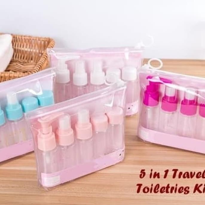 TRAVEL TOILETRIES KIT 5 IN 1 SET SMALL BOTTLE PRACTICAL TRAVEL ...