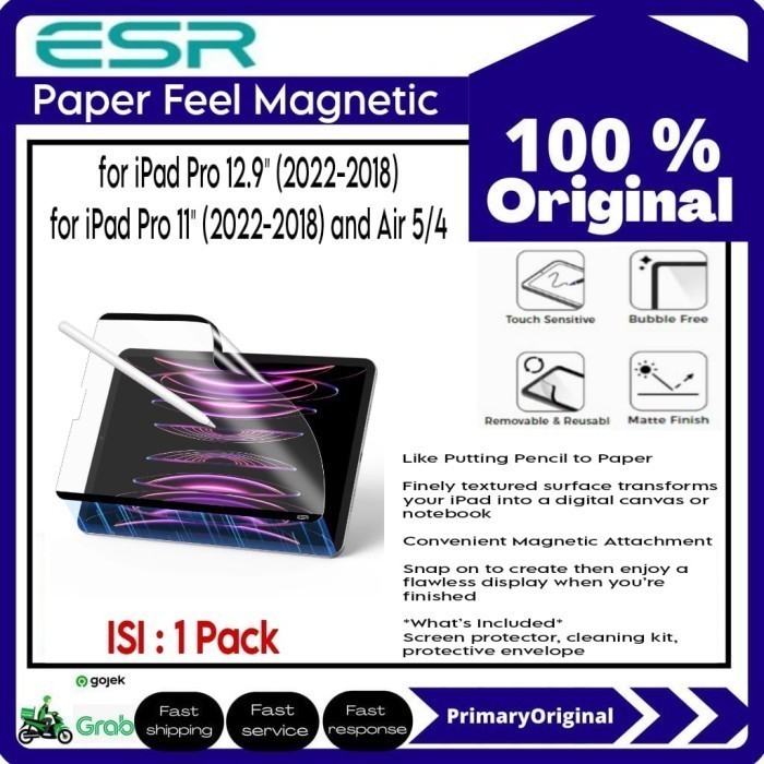 Anti-scratch iPad Pro 12.9 11 inch M2 ESR Paper Feel Magnetic 1 Pack ...