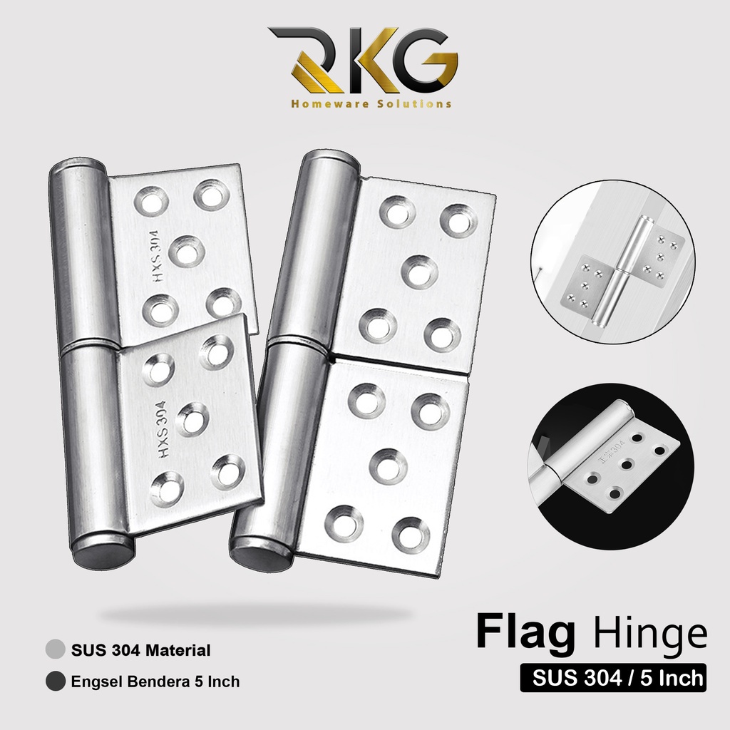 Rkg 5 Inch Stainless Flag Door Hinges / Pull Out Hinges | Shopee ...