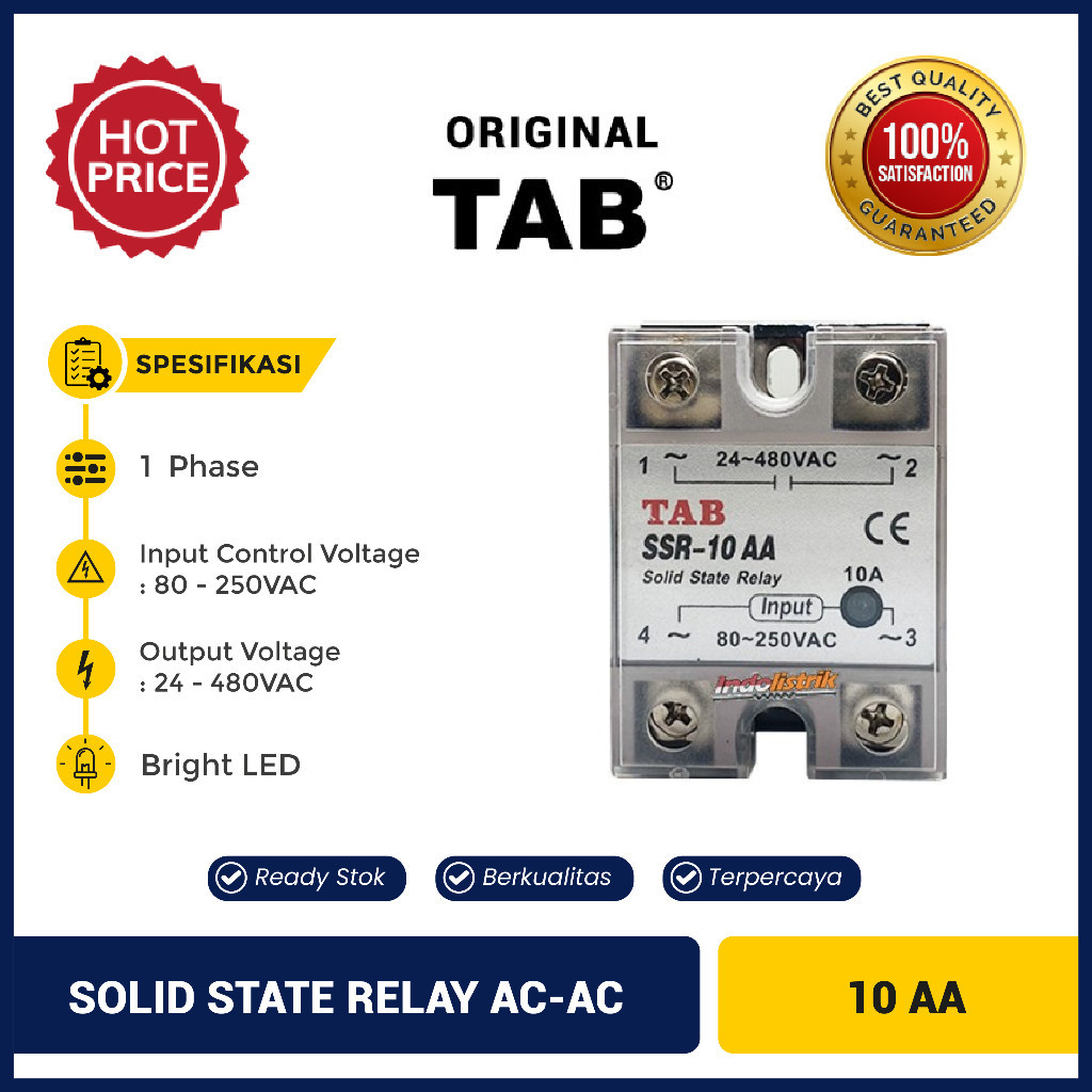 Solid State Relay 1 Phase SSR-10AA 10A TAB - 1 Phase AC-AC 10 Ampere | Shopee Philippines