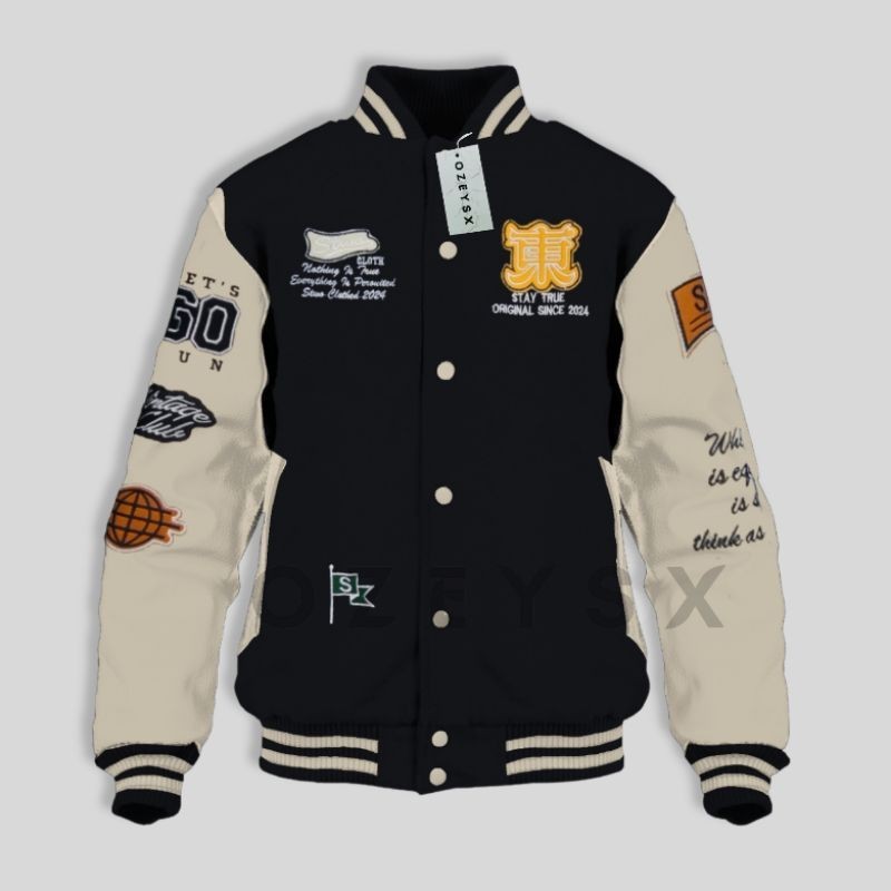Ozeysx Varsity Baseball Jacket, full embroidery, long sleeve, men's ...