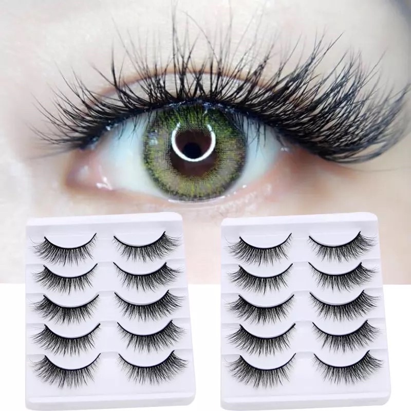 F126 - 5 Pairs 3D Lashes Natural False Eyelashes Dramatic Volume Lashes ...