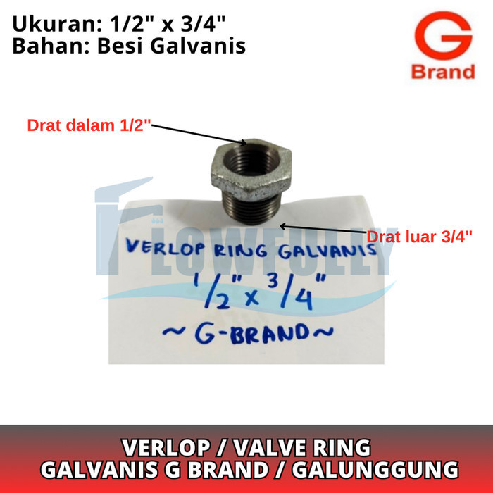 VERLOP GALVANIZED IRON RING 1/2 x 3/4 INCH G BRAND VLOK VALVE RING ...
