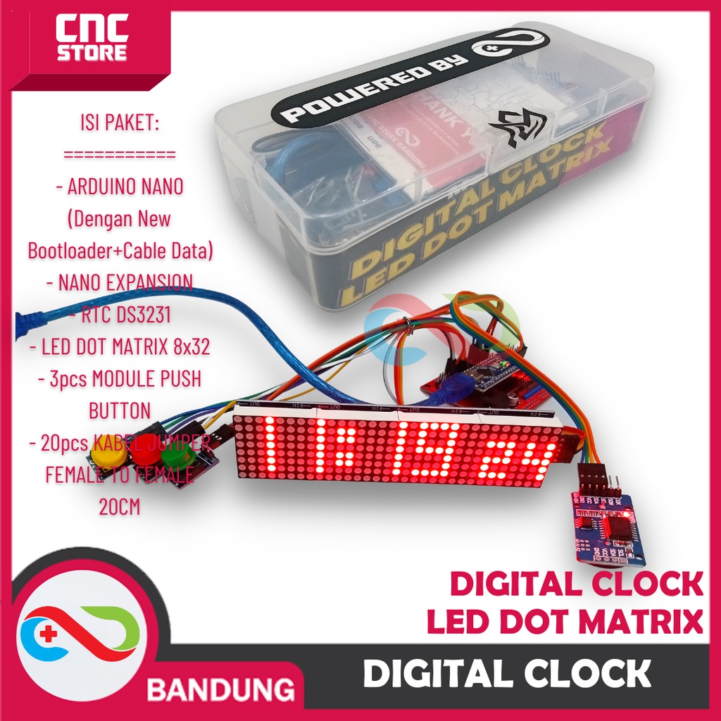 ARDUINO DIGITAL CLOCK LED DOT MATRIX KIT COMPLETE PACKAGE | Shopee ...