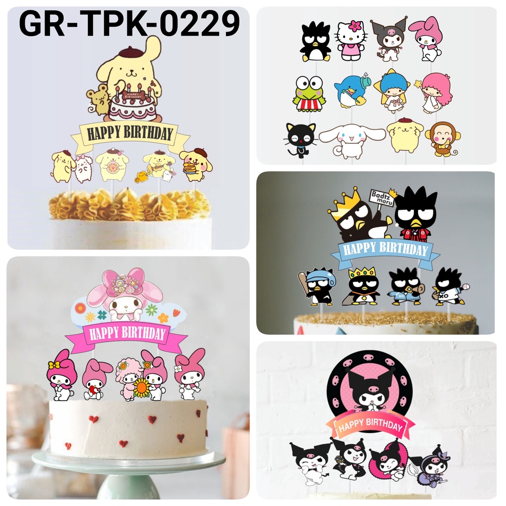 GR-TPK-0229 Cake topper pompompurin melody Kuromi cinnamon roll (tpk ...