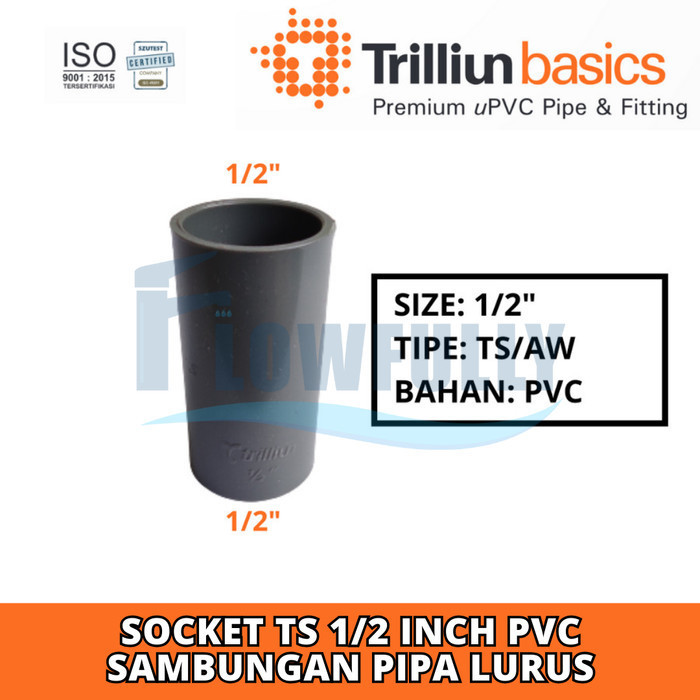 Socket TS 1/2 INCH PVC TRILLION SOK SOCK STRAIGHT CONNECTION PLAIN PIPE ...