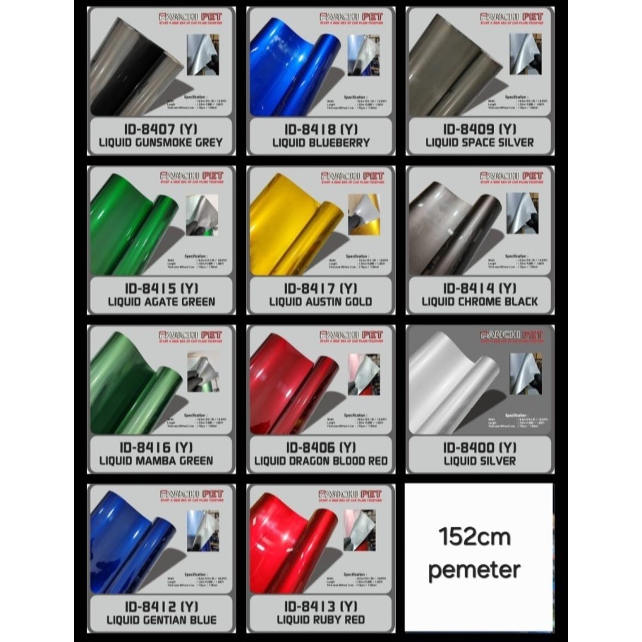 152cm Fanchi Y Liquid Metal Pet Series Sticker 152cm Permeter | Shopee ...