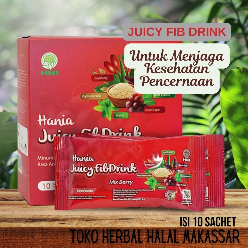 Hania Juicy Fib Drink Contains 10 Sachets Of Mixed Fruit Flavor Powder ...
