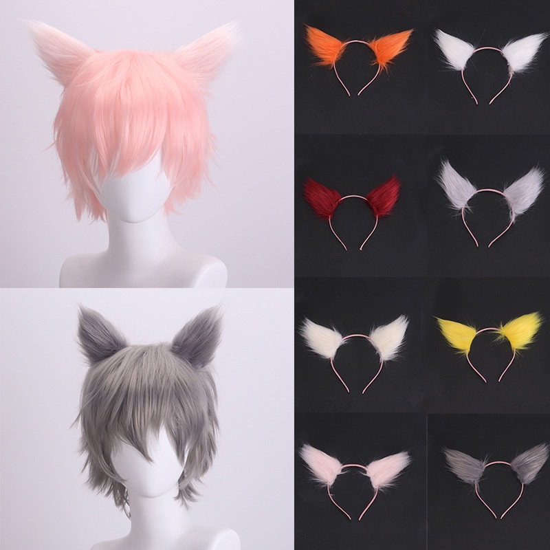 Cat Ear cosplay Animal Ear Headband Headwear Female Simple Red White ...
