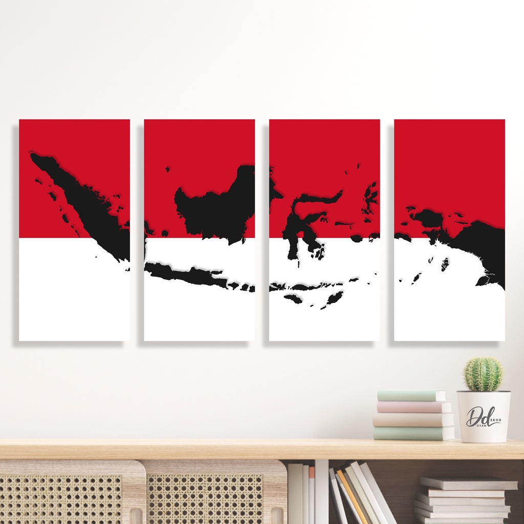 Wall Display Indonesian Room Decoration Maps 4Pcs 60Cm X 30Cm Map Of ...