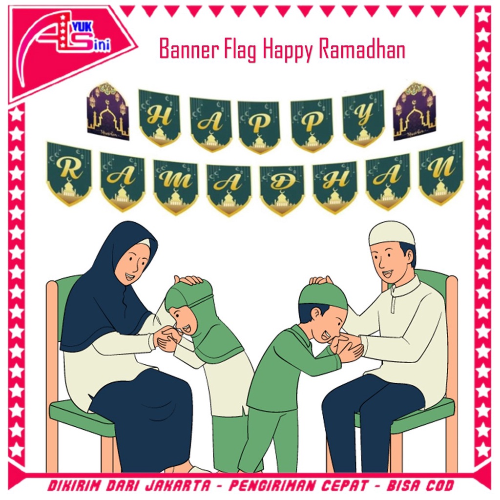 As Banner Flag Happy Ramadhan Bunting Colorful Eid Backdrop Hari Raya ...