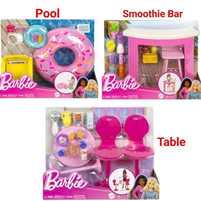 Barbie The Movie Pool Smoothie Bar Table Furniture Doll Accessories ...