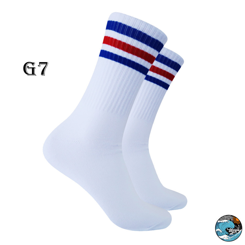 PUTIH MERAH Oldschool Socks - 3 Stripes Skate Socks Blue Red Basic ...