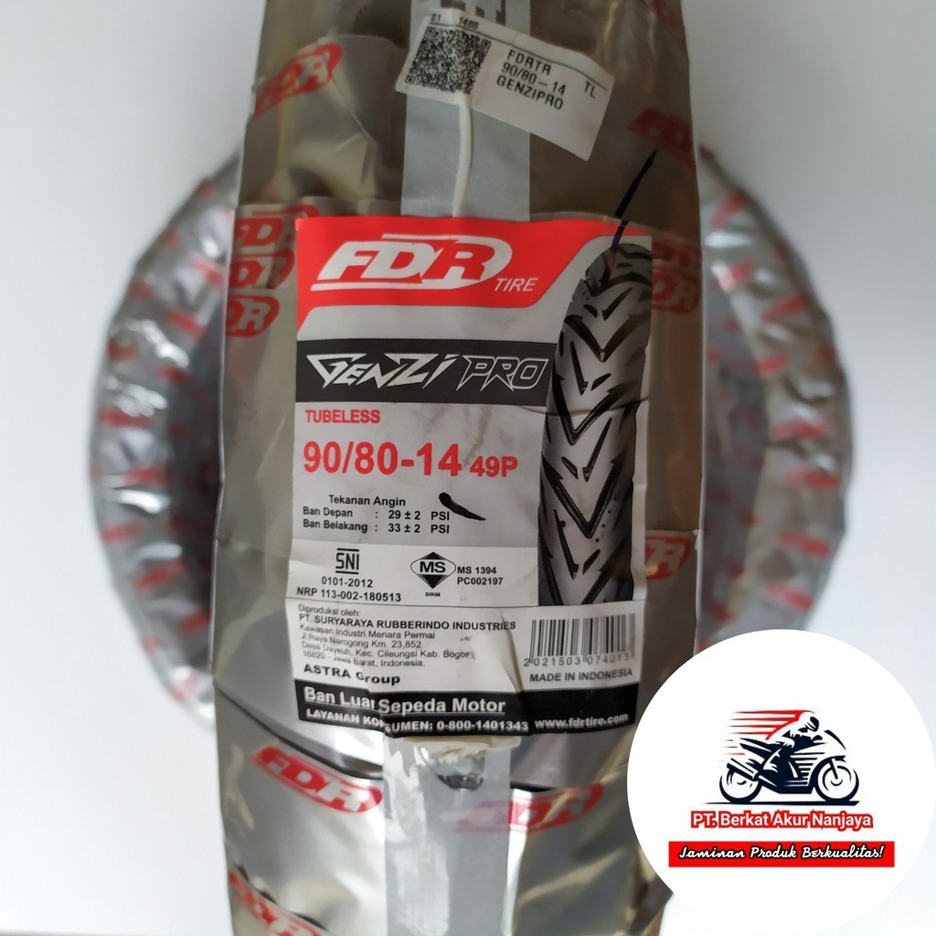 Fdr Genzi Pro 90/80-14 Matic Tubeless BONUS Valve Motorcycle Tires ...