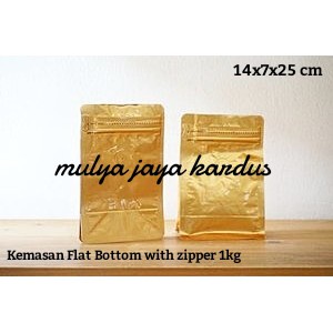 Packaging Flat Bottom Super Gold Gold Coffee Packaging with Zipper ...