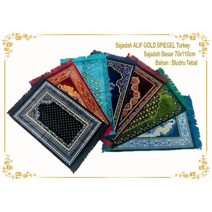 ALIF GOLD SPIGEL Feather Prayer Mat original Turkish Turkey Turkiye ...
