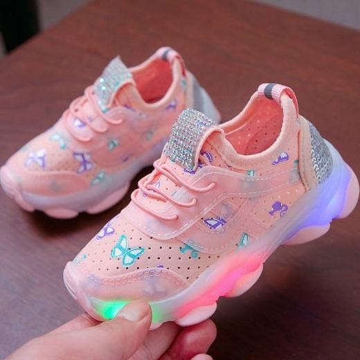 Girls' Pink Led Light Up Sneakers Size 21-30 | Shopee Philippines