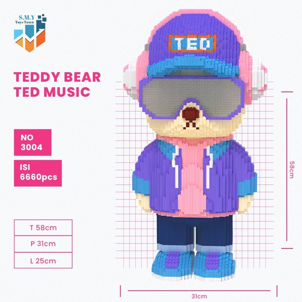 Tsc Nano Blocks Teddy Bear Ted Music 3D Model, Building Blocks Toys,DIY ...