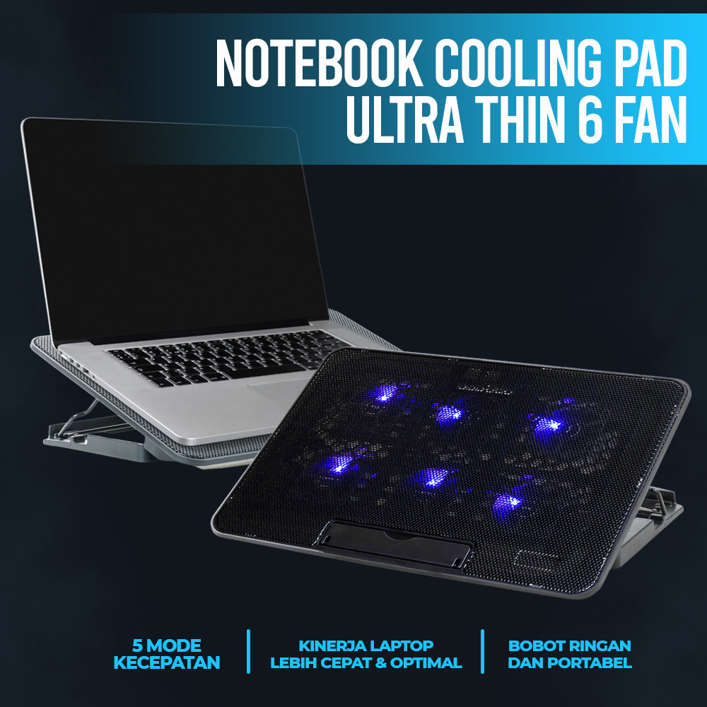 Segb Notebook Cooling Pad Laptop Ultra Thin Cooler 6 Fan - S6 | Shopee ...