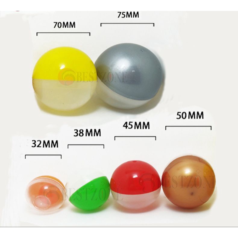 Plastic CAPSUL GACHA BALL EMPTY 2 COLORS SIZE 7.5/8.5/9.2/10/11.5CM ...