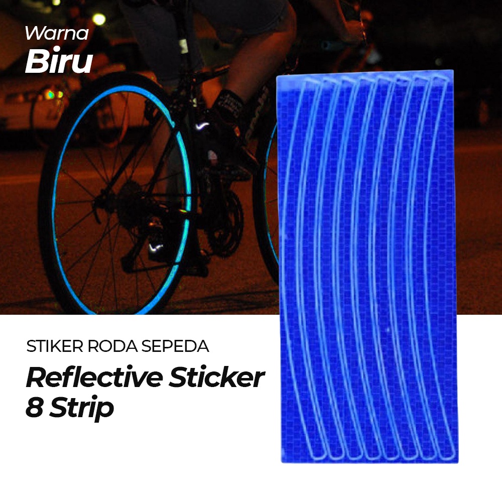 Bicycle Wheel Sticker - Wheel Reflective Sticker 8 Strips - Blue ...