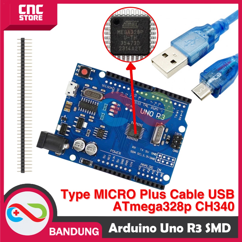 Arduino Uno R3 Atmega328p Smd Ch340 Atmega328p Micro Usb Plus Data