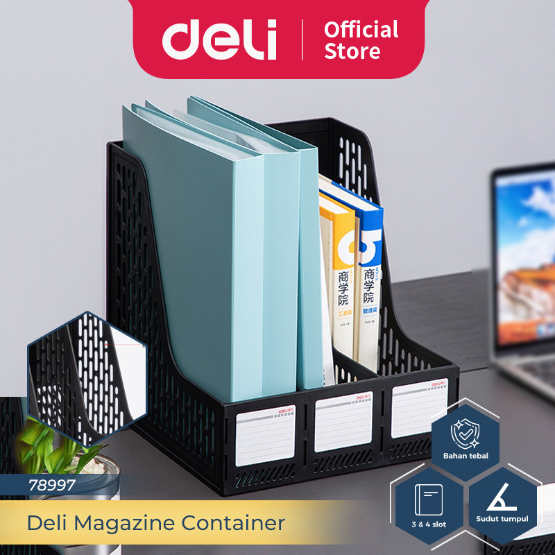 Deli File Tray 3-Section Plastic Document File Box Rack 78997 | Shopee ...