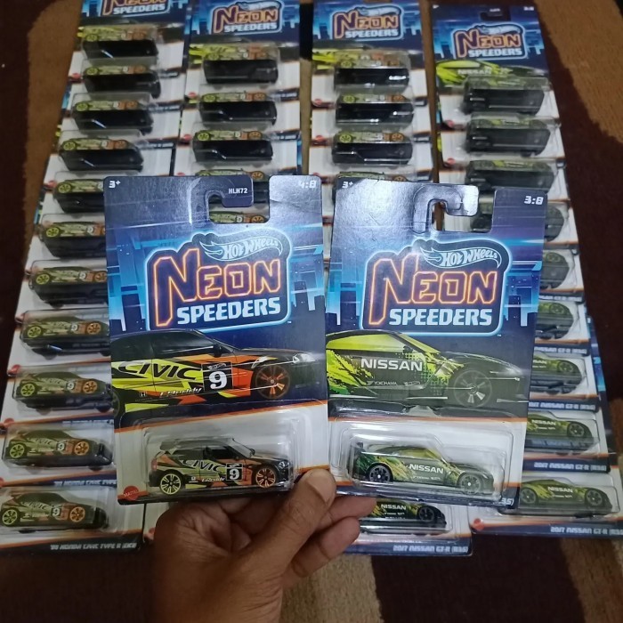 Hotwheels NEON SPEEDERS HONDA CIVIC TYPE R EK9-NISSAN GTR R35 SET 2PCS ...