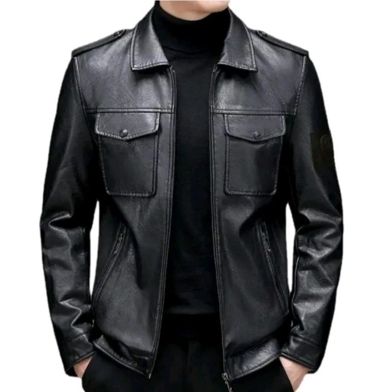 Viena Casual Bomber Leather Jacket Men Women Bomber Leather Jacket Semi ...