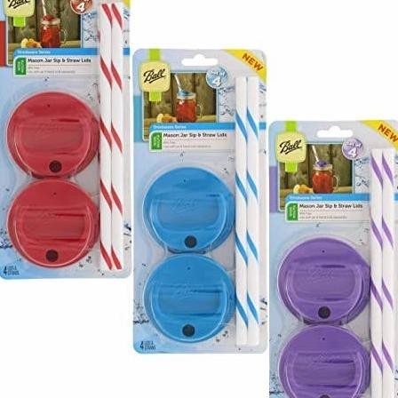 Ball MASON JAR - Sip & Straw lid color plastic - Drinking Straw lid ...