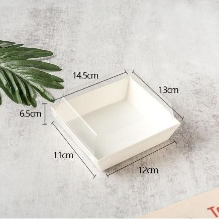 Paper Box Milk Bun Sandwich Bread Box Paper Tray + Mica Lid 10pcs ...