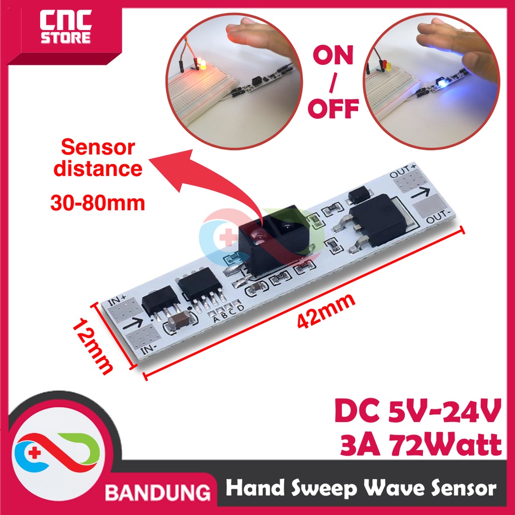 Hand SWEEP WAVE SENSOR SWITCH MODULE 5V 12V 24V 72W | Shopee Philippines