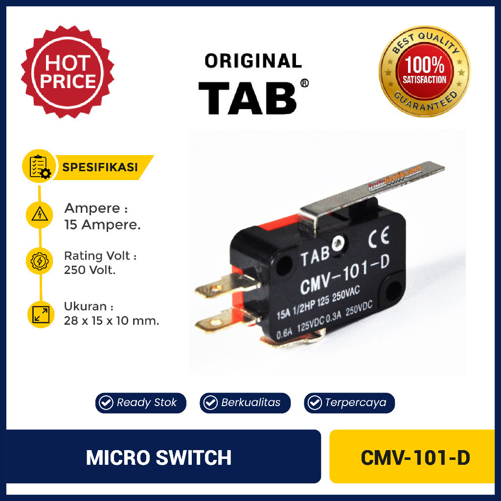 Tab - Micro Switch CMV-101-D - Limit Switch 28mm - Long Handle | Shopee ...
