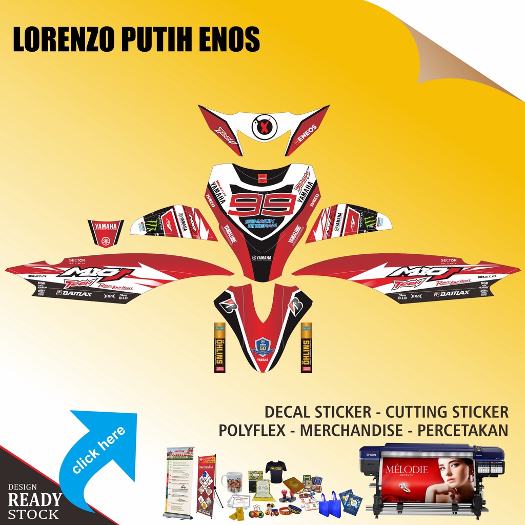 MERAH PUTIH Decal STICKER YAMAHA MIO J LORENZO ENEOS Red White | Shopee ...