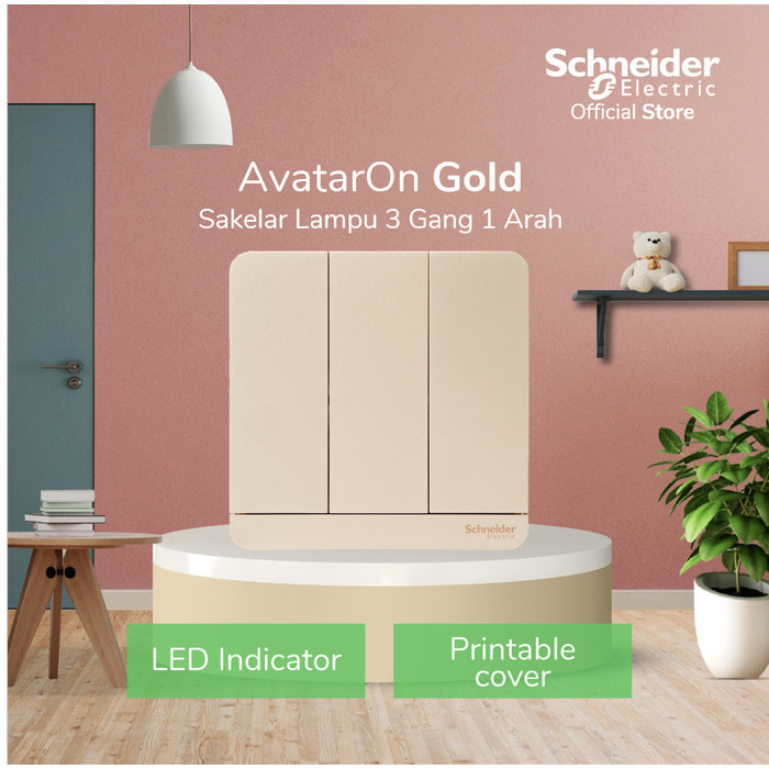 New Schneider Electric Avataron Light Switch Gold - 3 Gang 1 Way ...