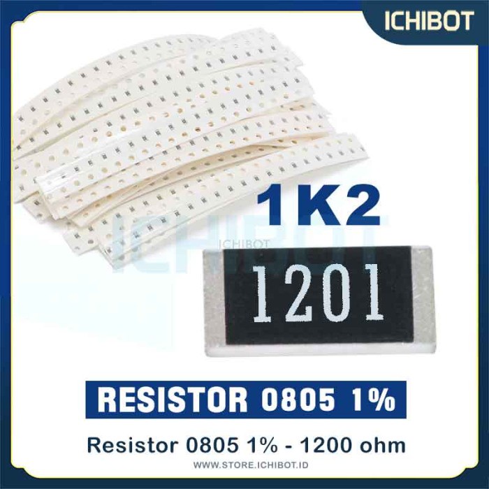Resistor 1K2 1200 1.200 Ohm 0805 Tolerance 1% SMD SMT (10Pcs) | Shopee ...