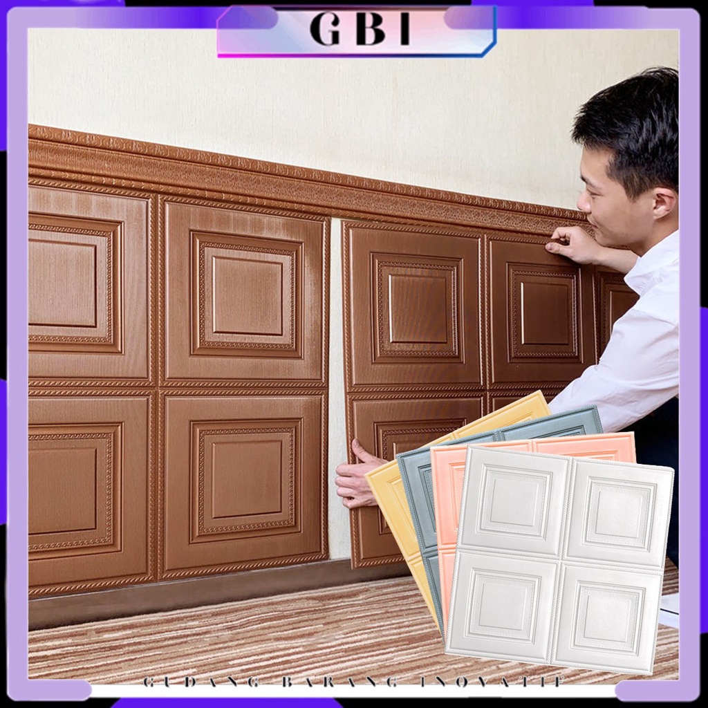Gbi Wallpaper 3D Foam Door Motif Sticker Wall Wallpaper 3D Checkered ...