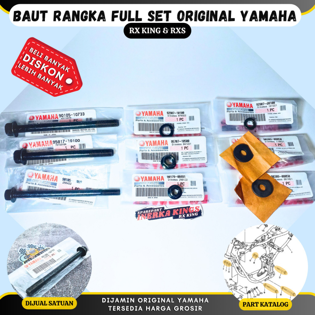 MESIN Engine Mounting Motorcycle Frame Bolts to YAMAHA RX KING RXK RXS ...