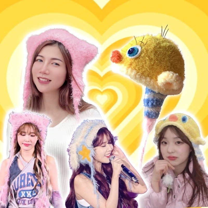 Iu Tweety Hat Crochet // IU Star Pink Hat // IU Star Blue White Hat ...