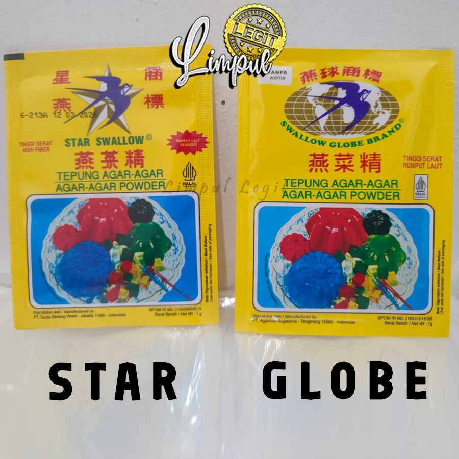 HIJAU MERAH PUTIH Agar Agar Swallow Sun Double Powder Instant White ...