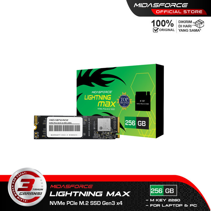 Ssd M.2 NVME 256GB MIDASFORCE LIGHTNING MAX PCIE GEN3 X4 ORIGINAL BEST ...