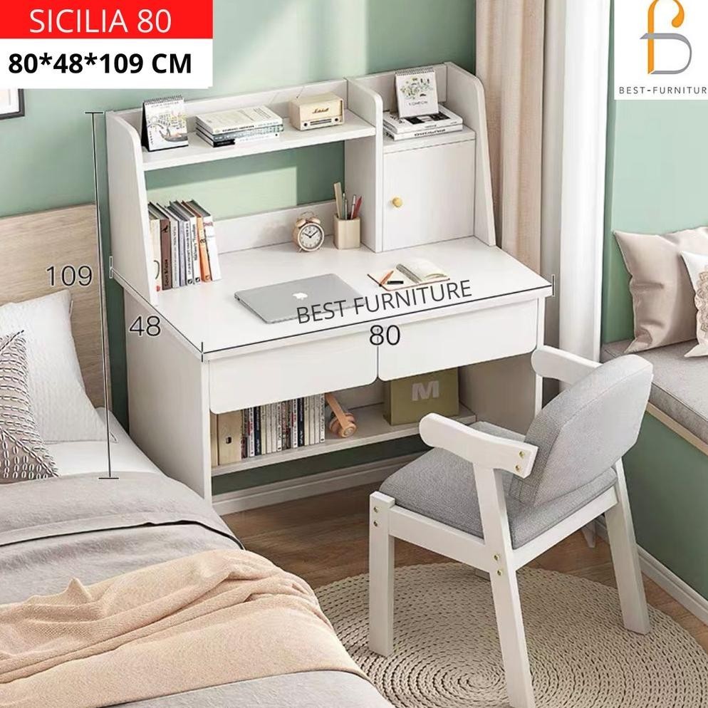 Computer Desk Laptop Desk Study Desk Minimalist Bookshelf | Shopee ...