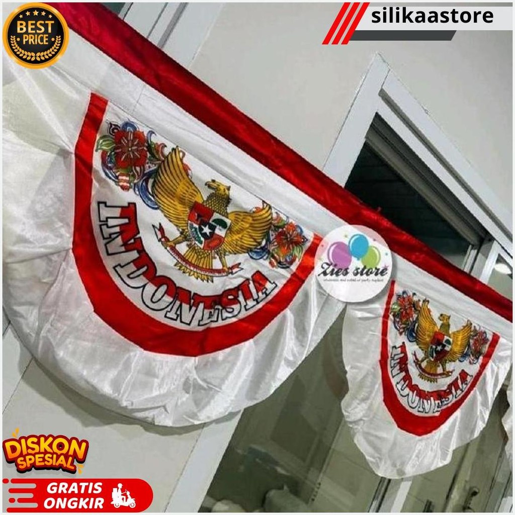 MERAH Garuda Screen Printed Red and White Background Flag / Republic of ...